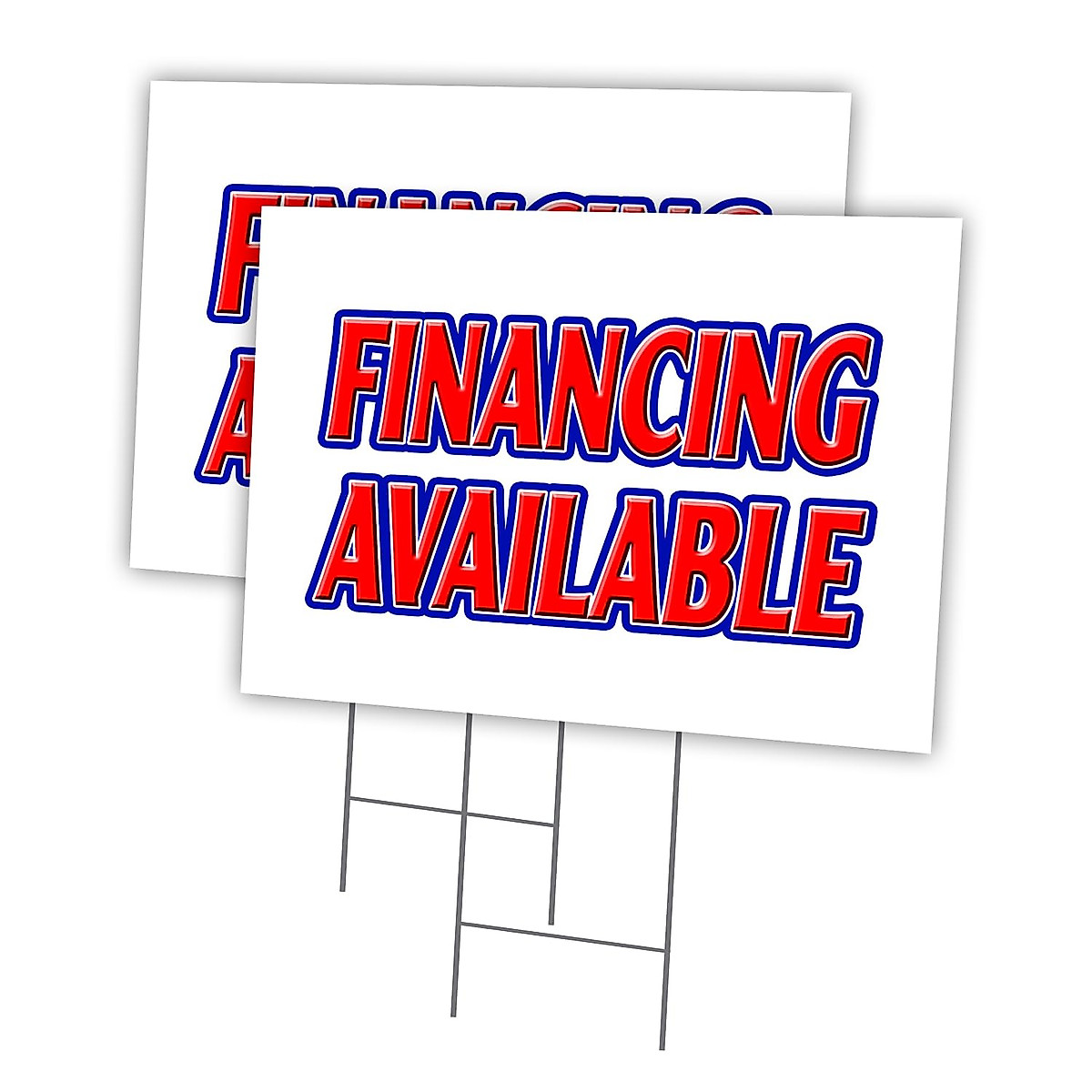FINANCING Available 2 Pack of 18" x 24" Yard Sign & Stake Outdoor Plastic Window | Advertise Your Business | Stake Included Image On Both Sides | Made in The USA