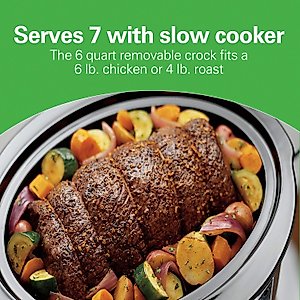 Hamilton Beach 6 Quart Programmable Slow Cooker With Flexible Easy Programming, 5 Cooking Times, Air Fry Lid with 4 Settings, Dishwasher-Safe Crock, Silver (33061)