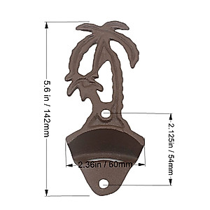 Luwanburg Retro Palm Tree Wall Mount Beer Bottle Opener Cast Iron for coastal Home Decor Beach Theme Party (Antique Bronze)