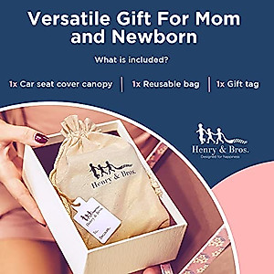 Henry&Bros. Baby Car Seat Cover - 5 in 1 Carseat Canopy and Nursing Cover - 100% Organic Cotton Breathable Privacy Shade (Golden Child Stripe)