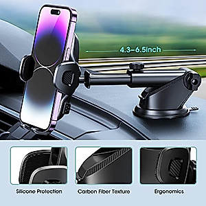 OBAZHA Car Cell Phone Holder Mount - 3in1 Car Cell Phone Holder for Dashboard, Air Vent, Windshield Compatible with iPhone, Samsung Galaxy and 4.7 to 6.9 inches Other Smart Phones
