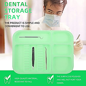 Healifty Instrument Tray Dental Dentist Instrument Tray Autoclavable Tray Plastic Tray Divided Separate Tray Light Green