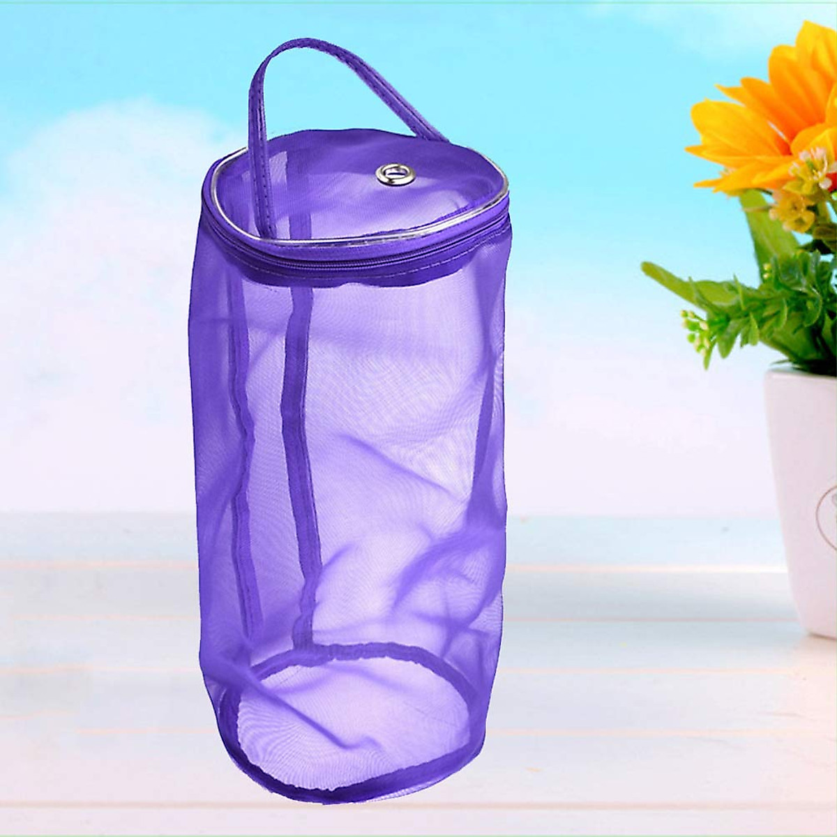 Ciieeo Storage Bag Empty Yarn Container Yarn Tote Bag Yarn Mesh Bag Knitting Yarn Bag Shearling Handbag Tote Bag with Zipper Knitting Holder Yarn Storage Travel Purple Organizer to Weave