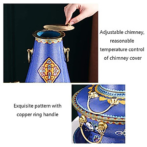 Kitchen Chafing Dishes Induction Hob Pans Creative Cloisonne Copper Hot Pot Household Old Beijing Hot Pot of Lamb Charcoal Copper Pot Best Gift (Color : Blue, Size : 36cm)