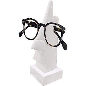 Wooden Spectacle Holder, Eyeglasses Holder, Classic Nose Shape Eyewear Retainer - Sunglasses Holder Display, Spectacle Stand- Optical Glass Accessories -White Color - 6 Inch
