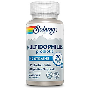 SOLARAY Multidophilus 12 Strain Probiotic | 20 Billion CFU | Healthy Gut Support | 25 Servings | 50 Enteric VegCaps