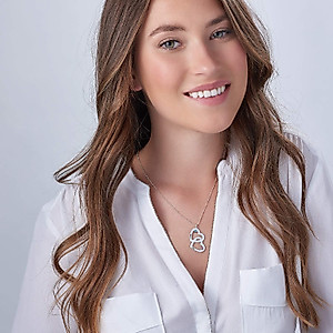 MYKA - Engraved Hearts Necklace Christmas Jewelry Gift for Her Wife Mom Silver 925 (18, Sterling Silver)