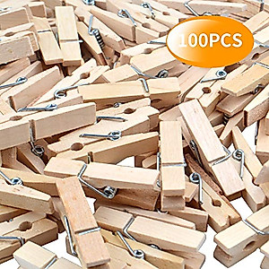 Wooden Craft Pegs, 100 Pieces of Natural Wooden Clothespins Photo Paper Peg Pin Craft Clips for Home School Arts Crafts Decoration - 3.5cm / 1.38 inch