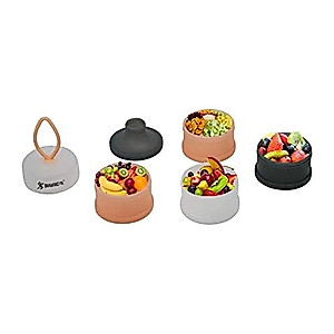BariatricPal 4 Compartment Detachable, Stackable, and Portion Controlled Food & Powder Storage Containers (Pink-Gray)