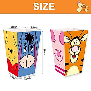 20Pcs Cute Bear Cartoon Popcorn Boxes,Cute Bear Theme Cartoon Birthday Decorations Supplies
