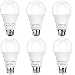 GEPLAD 6 Pack Dusk to Dawn Light Bulbs Outdoor, Sensor A19 LED Light Bulb, Auto on/Off Photocell Automatic for Outdoor Lighting, 5000K Daylight,1,100 Lumens