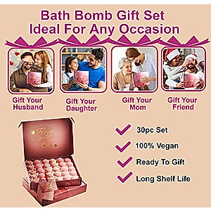 Birthday Gifts for Adults, Bath Bombs for Women, 30pc Bubble Bath Bombs for Women and Men with Shea & Coco Butter Dry Skin Moisturize, Christmas and Birthday Handmade Spa Bath Bomb Gifts