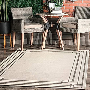 nuLOOM Katalina Simple Border Indoor/Outdoor Area Rug, 6' 7" x 9', Ivory