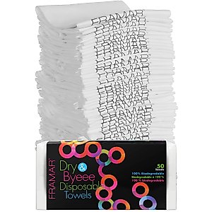 FRAMAR Disposable Towels for Salon, Hair Towels for Women, Salon Towels Bleach Safe White Spa Towels for Hair Drying Towel, White Towels Bulk, White Gym Towels Pack – 50 Pack Disposable Towel