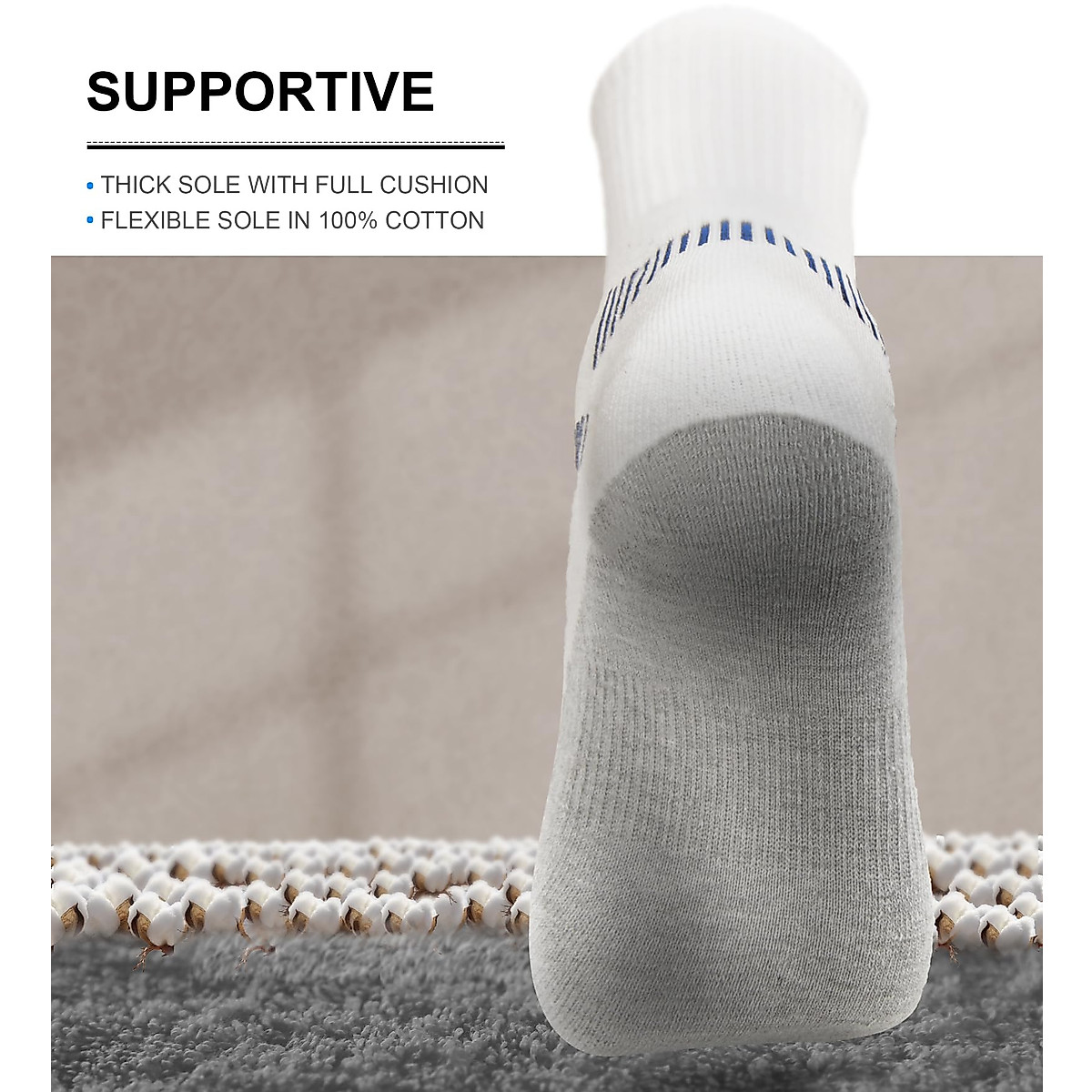 BULLIANT Compression Socks for Men 6Pairs, Athletic Crew Socks Cushioned For Men Sports Running-Arch Support(6Pairs,Shoes Size:Men 11-13)