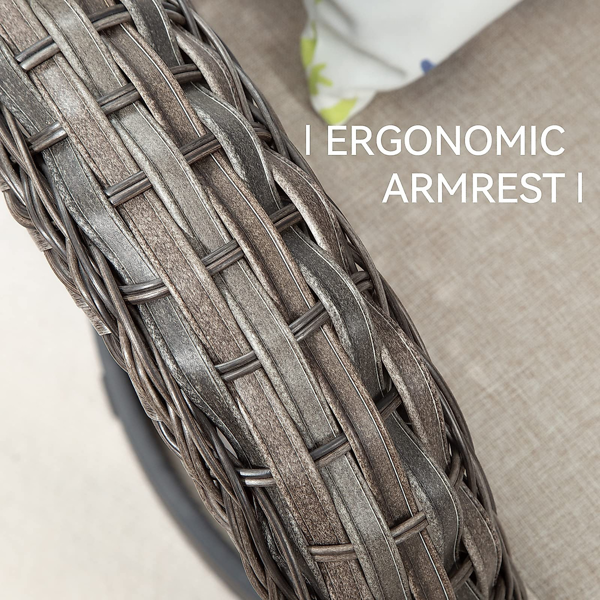 MeetLeisure Outdoor Swivel Rocker Wicker Chair, High Back Swivel Patio Chairs Wicker Furniture, 1PC Rattan Swivel Rocking Chair with OIefin Cushions(Mixed Grey/Beige)