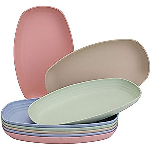 Yopay 8 Pack Wheat Straw Plates, 11 Inch Microwave Safe Lunch Dinner Plates, Reusable BPA Free Lightweight Plates