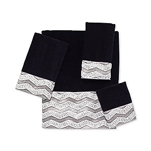 Avanti Linens - Hand Towel, Soft & Absorbent Cotton (Chevron Galaxy Collection, Black)