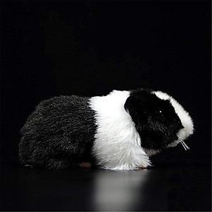 Fadoofa 8" Guinea Pig Plush Stuffed Guinea Pig Long Fur Guinea Pig Stuffed Animal Realistic Super Soft Toy Kids Gift (Black+White)
