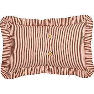 VHC Brands Sawyer Mill Ticking Striped Cotton Farmhouse Pillow 22x14 Filled Bedding Accessory, 14x22, Red Country