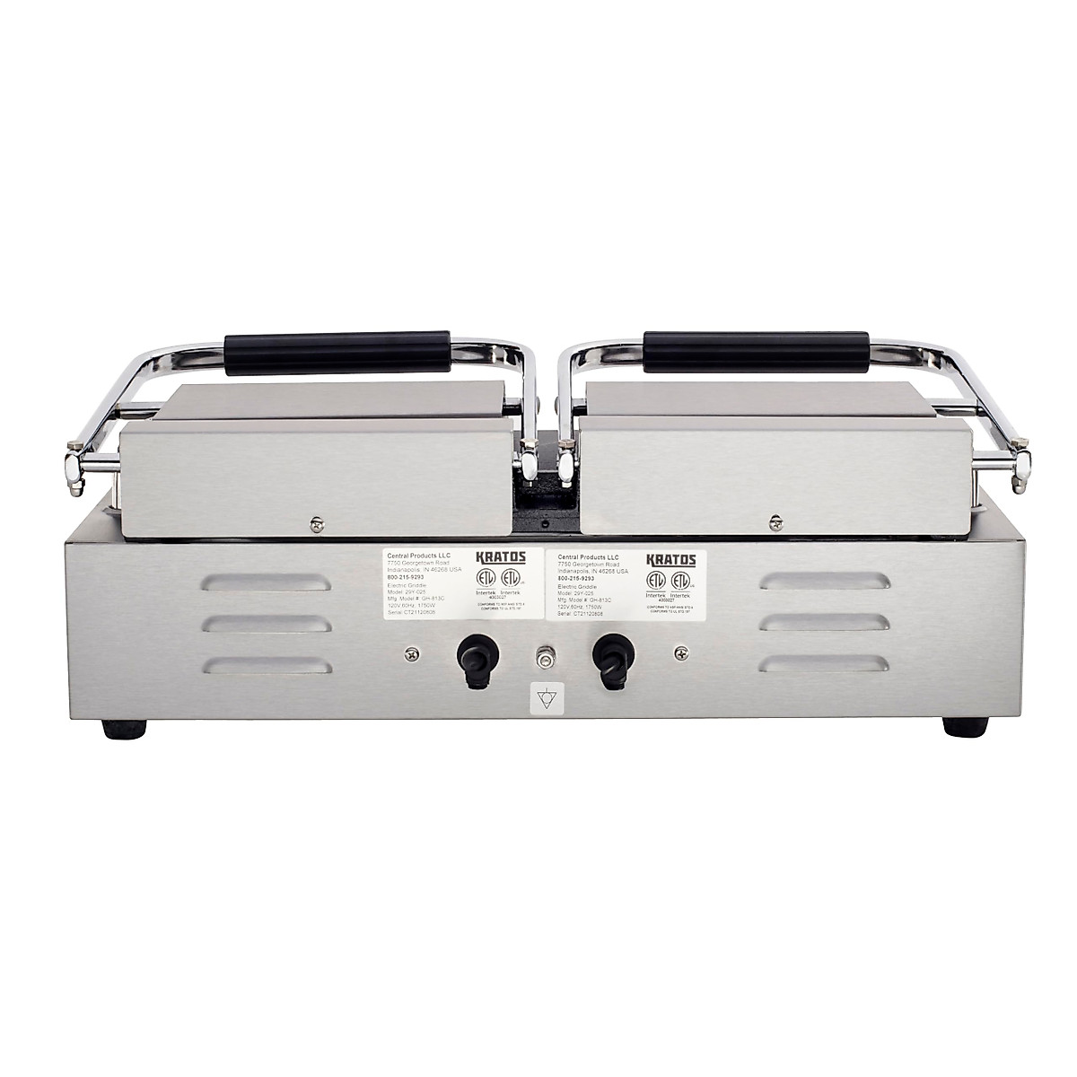 Kratos Commercial Electric Panini Sandwich Grill with Grooved Top and Smooth Bottom Plates, 18.7"x9" Cooking Surface, Commercial Countertop Panini Press, 120V, 3500W (29Y-025)