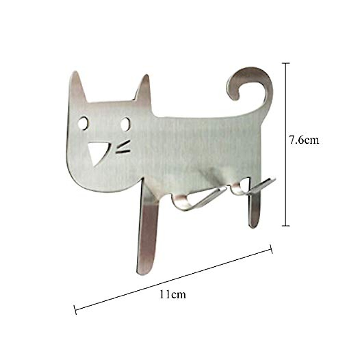 DPOWERFUL 3 Pcs Towel Hook Self-Adhesive Bath Robe Hook 2 Hooks Creative Cat Deco Wall Hooks Stainless Steel Towel Rack Coat Hooks for Bathroom Kitchen