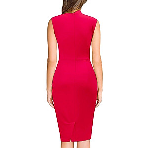 Miusol Women's Retro 1950s Style Half Collar Ruffle Cocktail Pencil Dress (Large,Red)