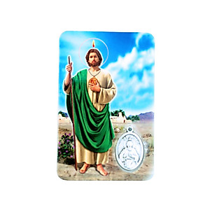 VILLAGE GIFT IMPORTERS Holy Figure Prayer Card with Medal | Saint Prayer and Medal | 8 Figures (St. Jude)