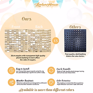 Shimmer Wall Backdrop Shimmer Wall Panels Light Gold Glitter Photo Background Backdrops for Birthday Decorations Anniversary Wedding Engagement,Pack of 24