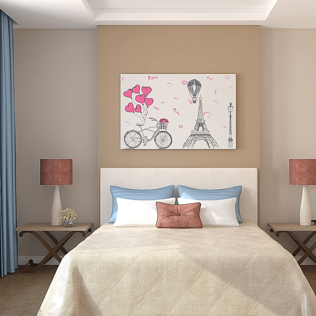 CIWEI Paris Wall Stickers- Eiffel Tower Wall Decal- Paris Wall Decor for Girl Bedroom Living Room Paris Themed Party Decoration 23.6 × 35.4 Inch