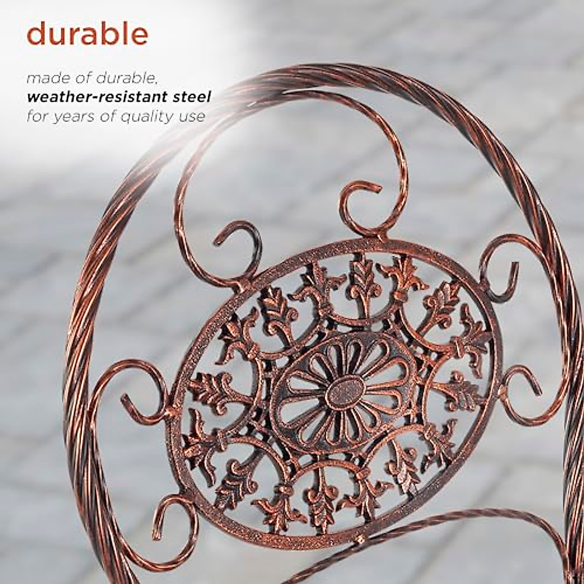 Alpine Corporation Indoor/Outdoor 3-Piece Oval Bistro Set Folding Table and Chairs Patio Seating, Bronze