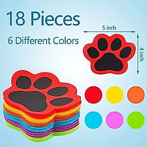 Outus Paws Carpet Markers Paw Prints Floor Markers Paw Carpet Dots for Classroom Home, 5 Inches(18 Pieces)