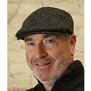 Irish Touring Cap Made in Ireland Fitted Slim Fit Genuine Tweed Charcoal S