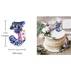ANPEI Large Birthday Cake Glitter Candle for Kids, 3” Tall - Unicorn Number 5 (Model: AV-ANP-CANDL-UN-PL05)