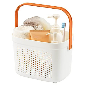 TAILI Portable Shower Caddy Basket Tote, Plastic Shower Basket with Handle, Dorm Room Essentials Toiletry Caddy for Dorm College Bathroom Cleaning Camping, Orange