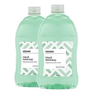 Amazon Brand - Solimo Liquid Hand Soap Refill, Mango and Coconut Water Scent, Triclosan-Free, 56 Fluid Ounces, Pack of 2