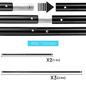 T-Shape Backdrop Stand 1.5 x 2m for Parties, BDDFOTO Photo Studio Background Stand System Height-Adjustable Tripod Stand with 4 Backets for Photo Studio Video Photography