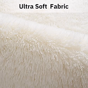 Goideal Oval Shaggy Bedroom Rug 2.6 x 5.2 Feet Fluffy Area Rugs for Girls Boys Kids Room Nursery Floor Carpet Home Decoration, Cream