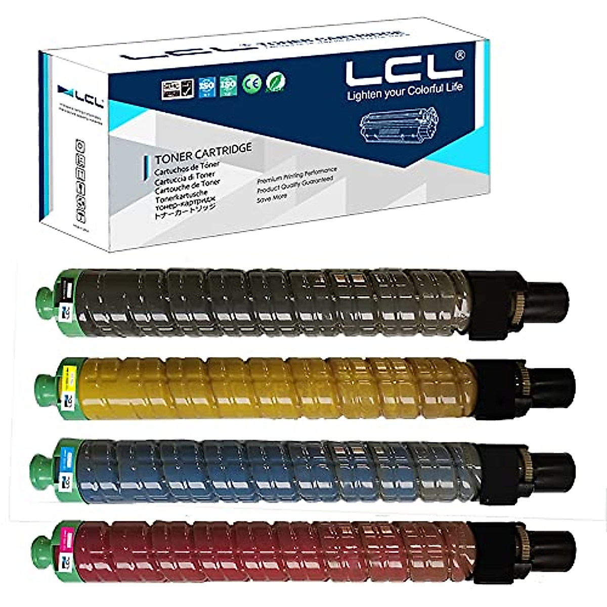 LCL Compatible Toner Cartridge Replacement for Ricoh MP C4502 C4502A C5502 C5502A 841751 841754 841753 841752 841679 841682 841681 841680 (4-Pack Black Cyan Magenta Yellow)