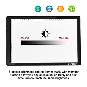 Magnetic A4 LED Artcraft Tracing Light Pad 4 Light Box Ultra-Thin Physical Buttons Control with Memory Function USB Powered Pad Animation,Sketching,Designing,Stencilling X-ray Viewing W/USB Adapter