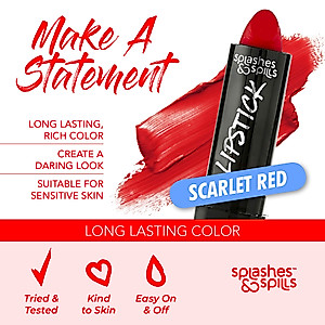 Vivid Black and Red Lipstick - 2 Pack Combo - Bold, Translucent, No Sheen Lip Color With Matte Finish - Makeup and Cosmetics by Splashes & Spills