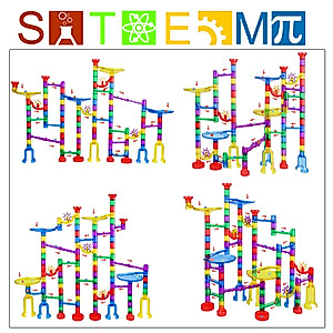 Gifts2U Marble Run Sets Kids, 122 PCS Marble Race Track Game 90 Translucent Marbulous Pieces + 32 Glass Marbles, STEM Marble Maze Building Blocks Kids 4+ Year Old