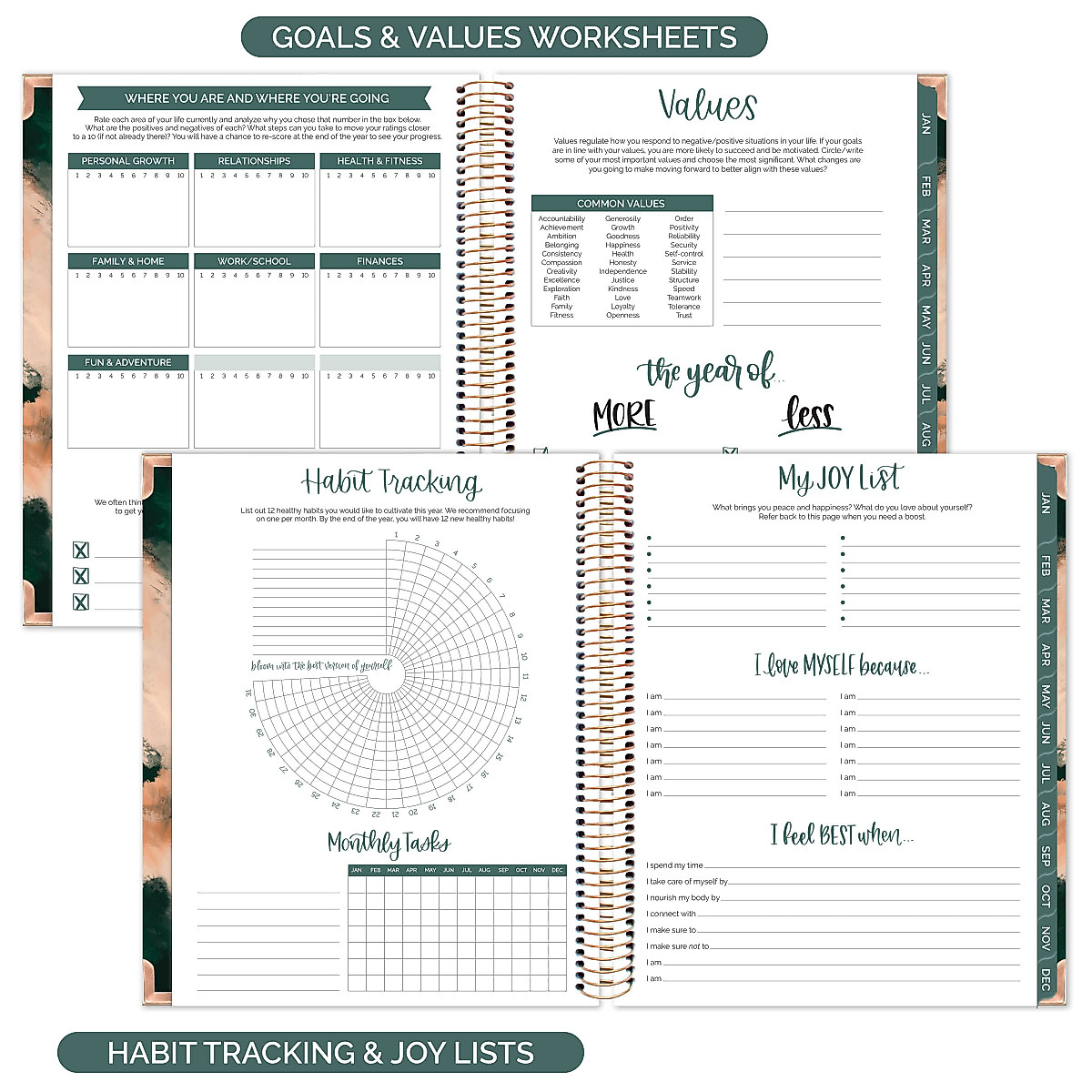 bloom daily planners 2023 Hardcover Calendar Year Goal & Vision Planner (January 2023 - December 2023) - Monthly/Weekly Column View Agenda Organizer - 7.5" x 9" - Wanderlust