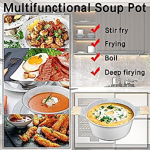 LECOOKING 2.5 QT Nonstick Stock Pot Soup Pot, Nonstick Stock Pot Induction with Lid, Cooking Pot Nonstick Soup Pot, All Stove Compatible, Easy to Clean (Light gray)