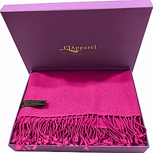 CJ Apparel Hot Pink 100% Cashmere Shawl Pashmina Scarf Wrap Stole Hand Made in Nepal NEW