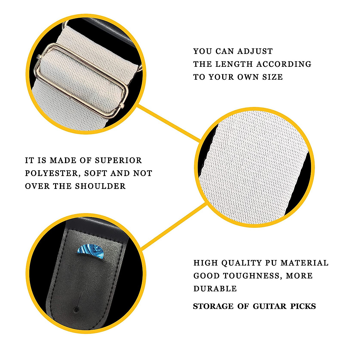 GLENLCWE Vintage American Flag Print Guitar Strap for Acoustic Guitar Electric Bass Guitars Adjustable