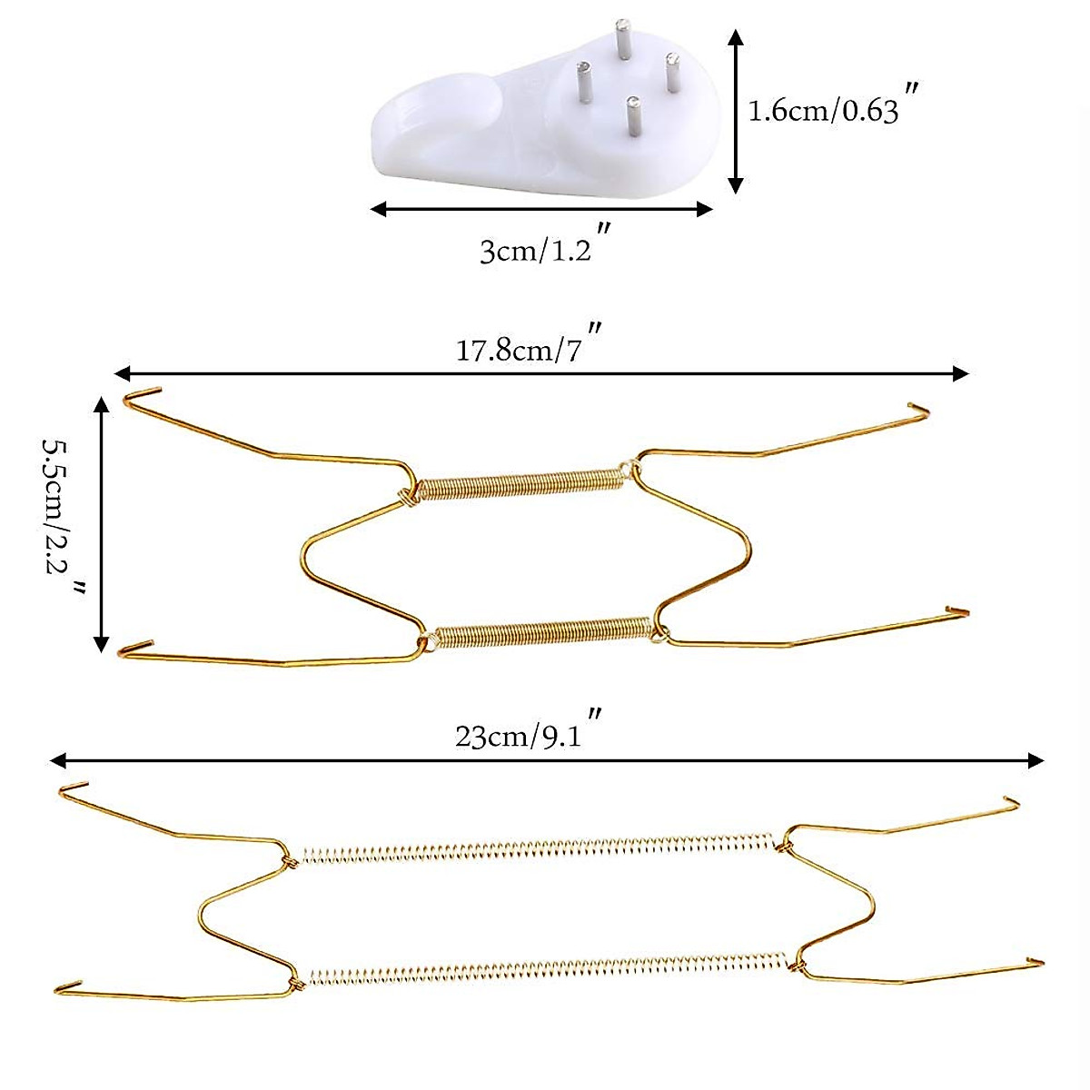 ManYee 10 Pack Plate Hangers Invisible Wall Plate Hangers Stainless Steel Plate Hangers for The Wall and 12 Pack Wall Hooks Compatible 7.5 to 9 Inch for Decorative Plates Art Wall Brass Coated