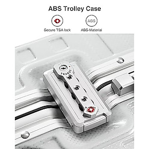 LUGGEX Hard Shell Checked Luggage with Aluminum Frame - 100% Polycarbonate No Zipper Suitcase with Spinner Wheels - 4 Metal Corner Hassle-Free Travel (White Suitcase)