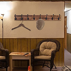 WEBI Rustic Coat Rack Wall Mount,35'' Long 8 Cast Iron Coat Hooks Wall Mounted,Heavy Duty Wall Coat Hanger Hooks for Hanging Coats,Clothes,Rustic Brown