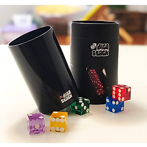 Dice Stacking Cup Set - Professional Straight Cups with 4 Razor Edges 19mm Real Casino Dice in a Box - Accessories - Magic Tricks - Green